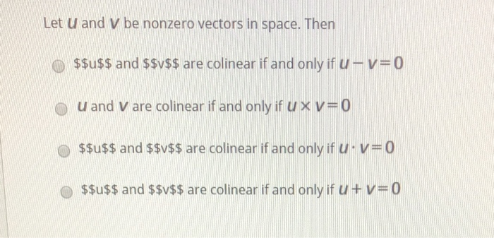 Solved Let U and v be nonzero vectors in space. Then $$u$$ | Chegg.com