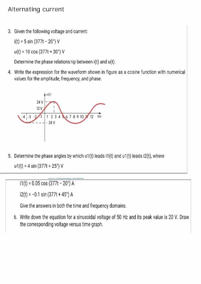 Solved Alternating current 3. Given the following voltage | Chegg.com