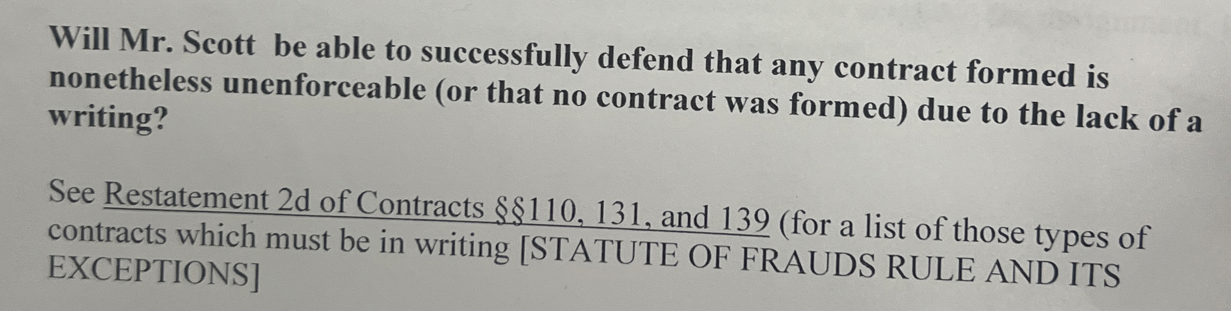 Solved Will Mr. ﻿Scott be able to successfully defend that | Chegg.com