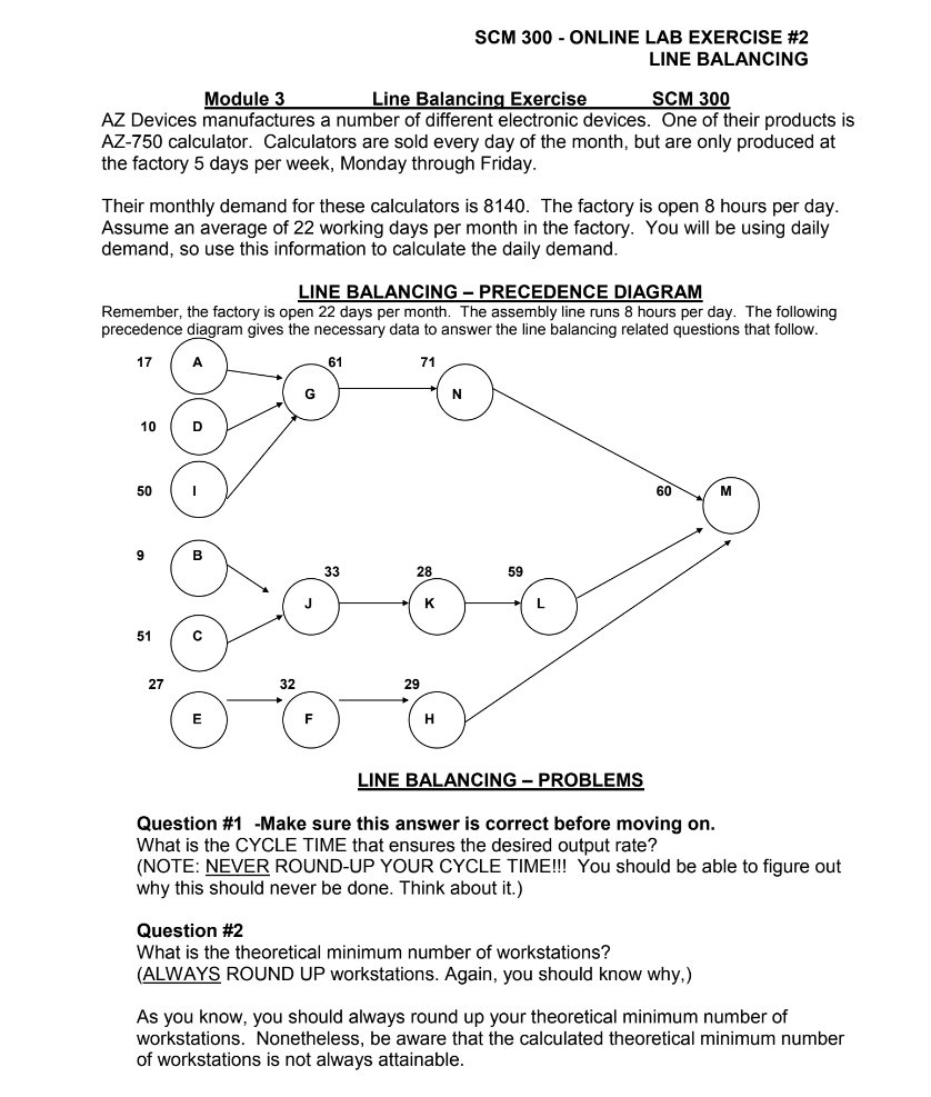 Solved SCM 300 - ﻿ONLINE LAB EXERCISE #2LINE BALANCINGModule | Chegg.com