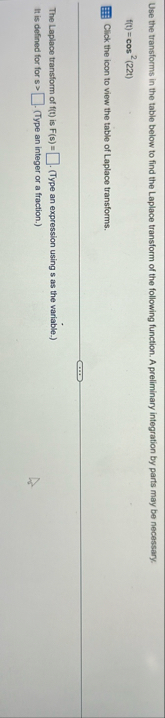 Solved Use the transforms in the table below to find the | Chegg.com