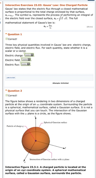 Solved Interactive Exercises 23.03: Gauss' Law: One Charged | Chegg.com