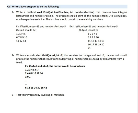 Solved Q3) Write a Java program to do the following:- 1. | Chegg.com