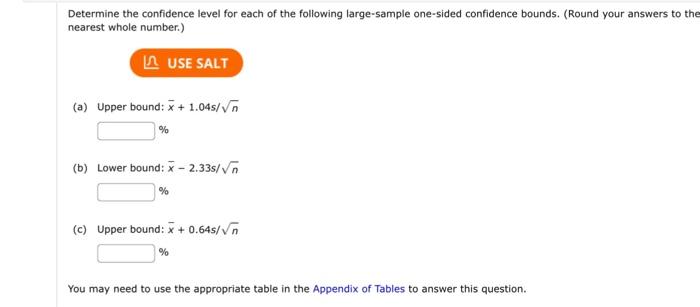 Solved Determine the confidence level for each of the | Chegg.com