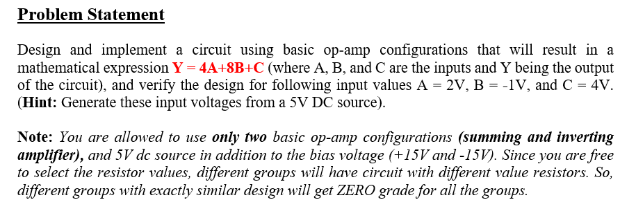 Solved Problem StatementDesign and implement a circuit using | Chegg.com