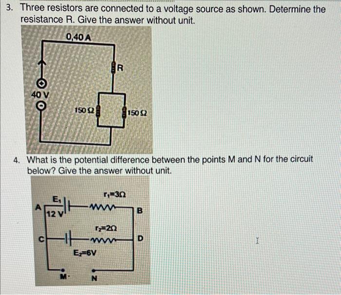 Solved 3. Three resistors are connected to a voltage source | Chegg.com