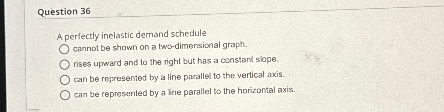 Solved Question 36A perfectly inelastic demand schedule | Chegg.com