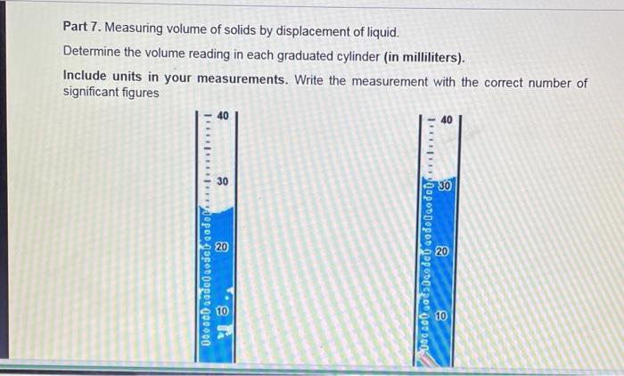 Solved Part 6. Measuring volume of liquid using a graduated | Chegg.com