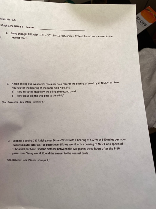 Solved Math 135 V.S. 57 OFF Math 135, HW #7 Name: - 1. Solve | Chegg.com