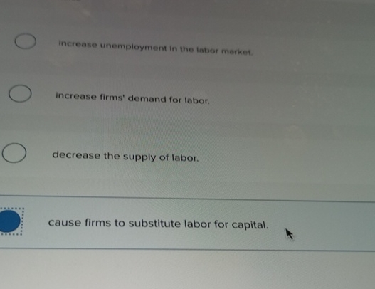 Solved increase unemployment in the labor market.increase | Chegg.com