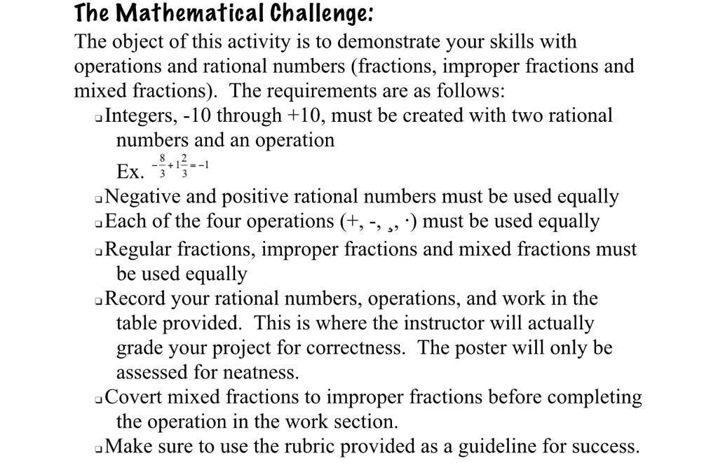 Solved The Mathematical Challenge: The object of this | Chegg.com