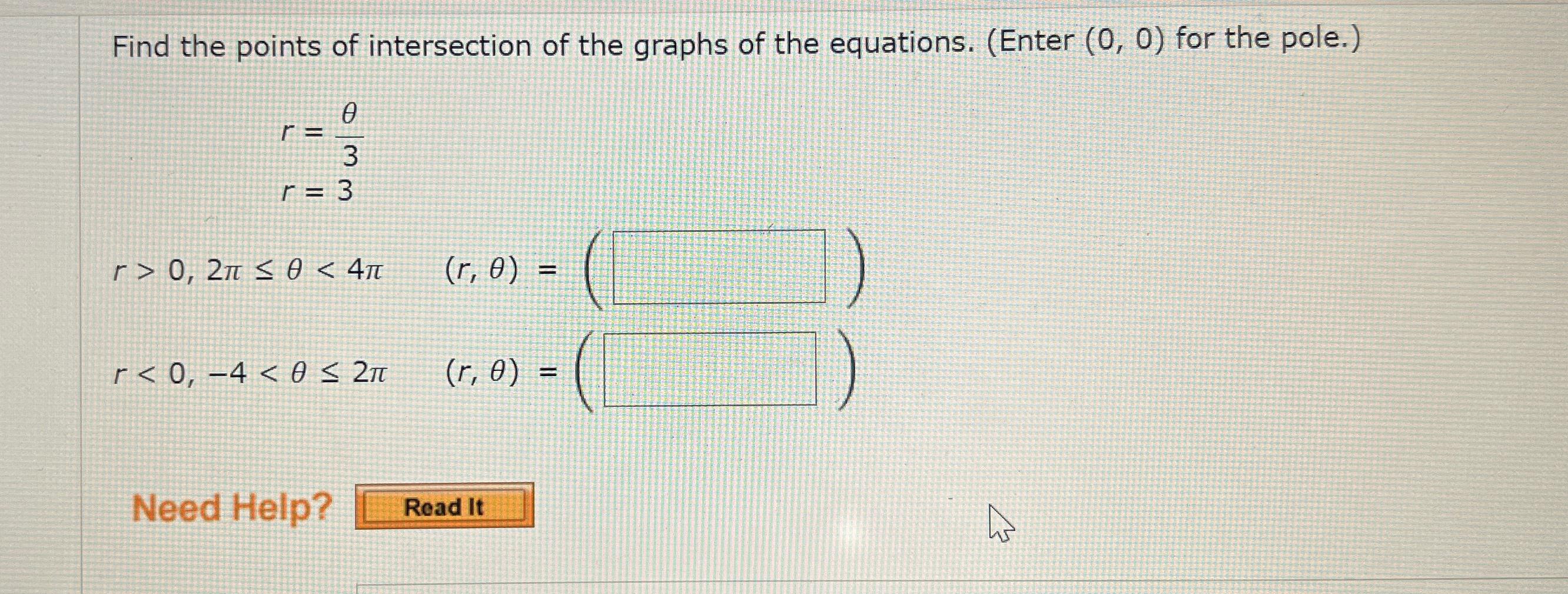 Solved Find the points of intersection of the graphs of the | Chegg.com