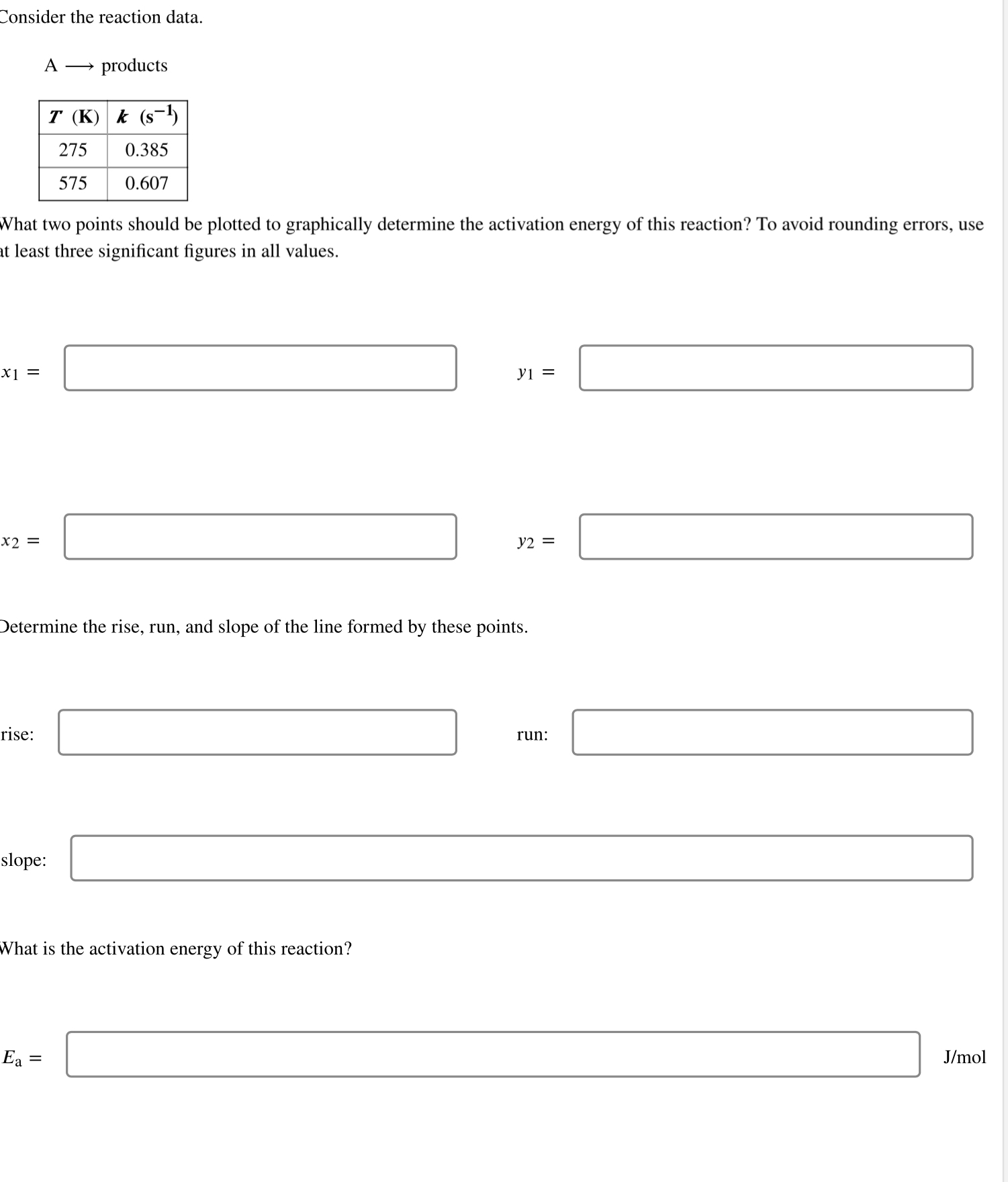 Solved Consider the reaction data.Alongrightarrow | Chegg.com