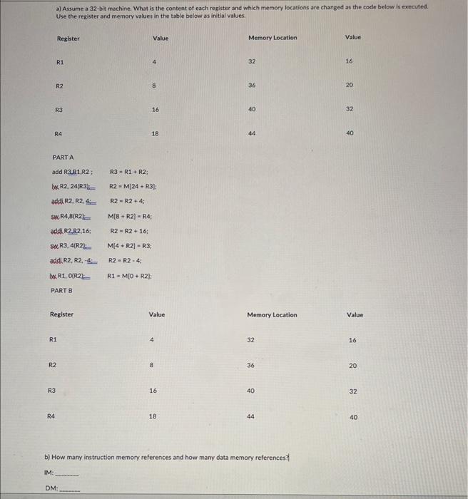 Solved a) Assume a 32-bit machine. What is the content of | Chegg.com