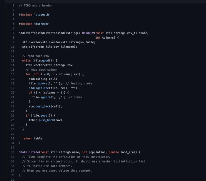Solved State Class The purpose of this exercise is for you | Chegg.com