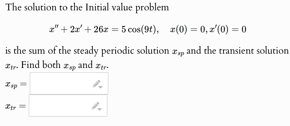 Solved The solution to the Initial value | Chegg.com