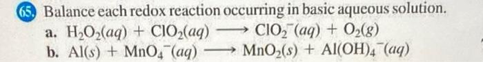 Solved Balance each redox reaction occurring in basic | Chegg.com