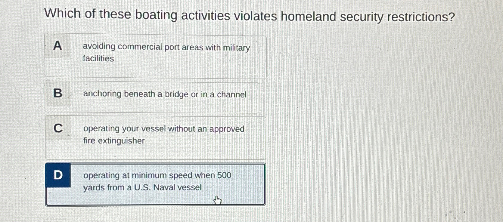Solved Which of these boating activities violates homeland | Chegg.com