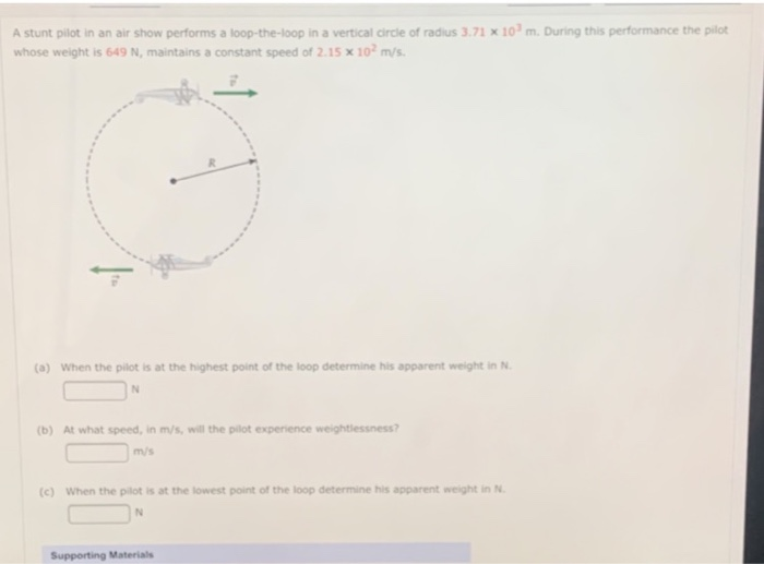 Solved A stunt pilot in an air show performs a loop-the-loop | Chegg.com