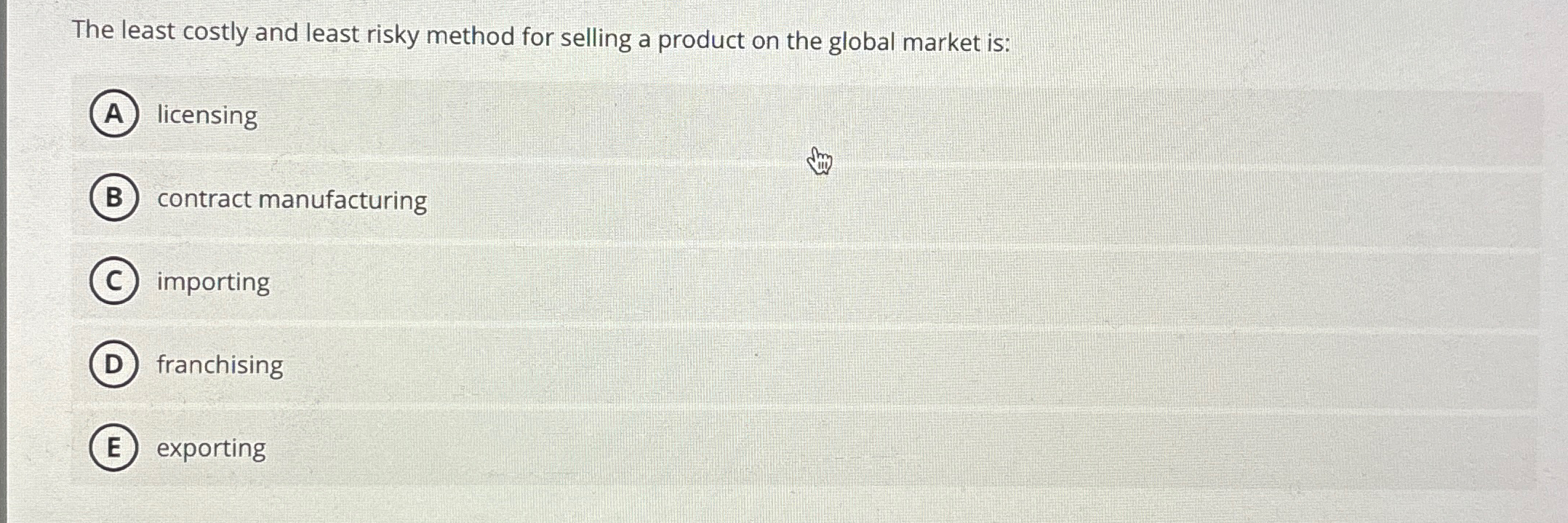 Solved The least costly and least risky method for selling a | Chegg.com