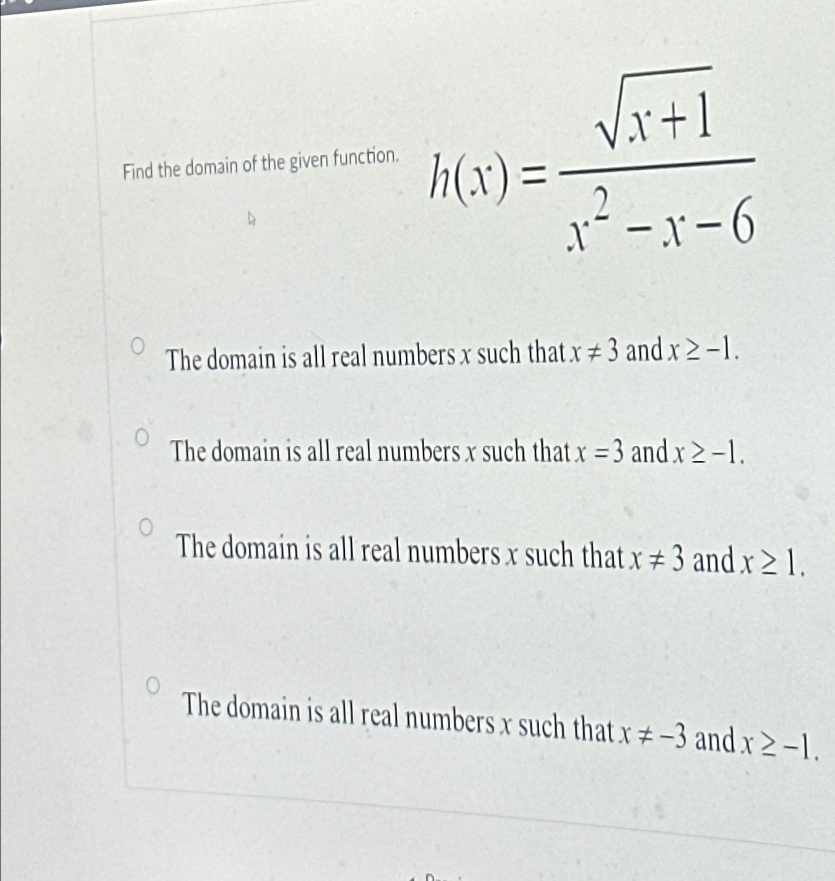 Solved Find the domain of the given | Chegg.com