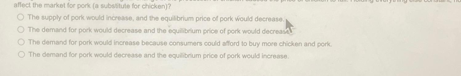 Solved affect the market for pork (a substitute for | Chegg.com