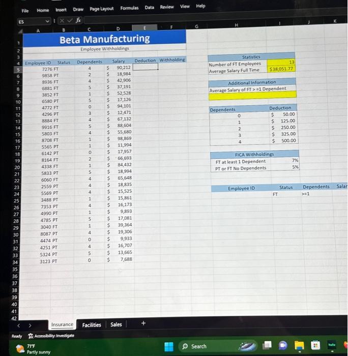 Use the XLOOKUP function in cell E5 that returns the | Chegg.com