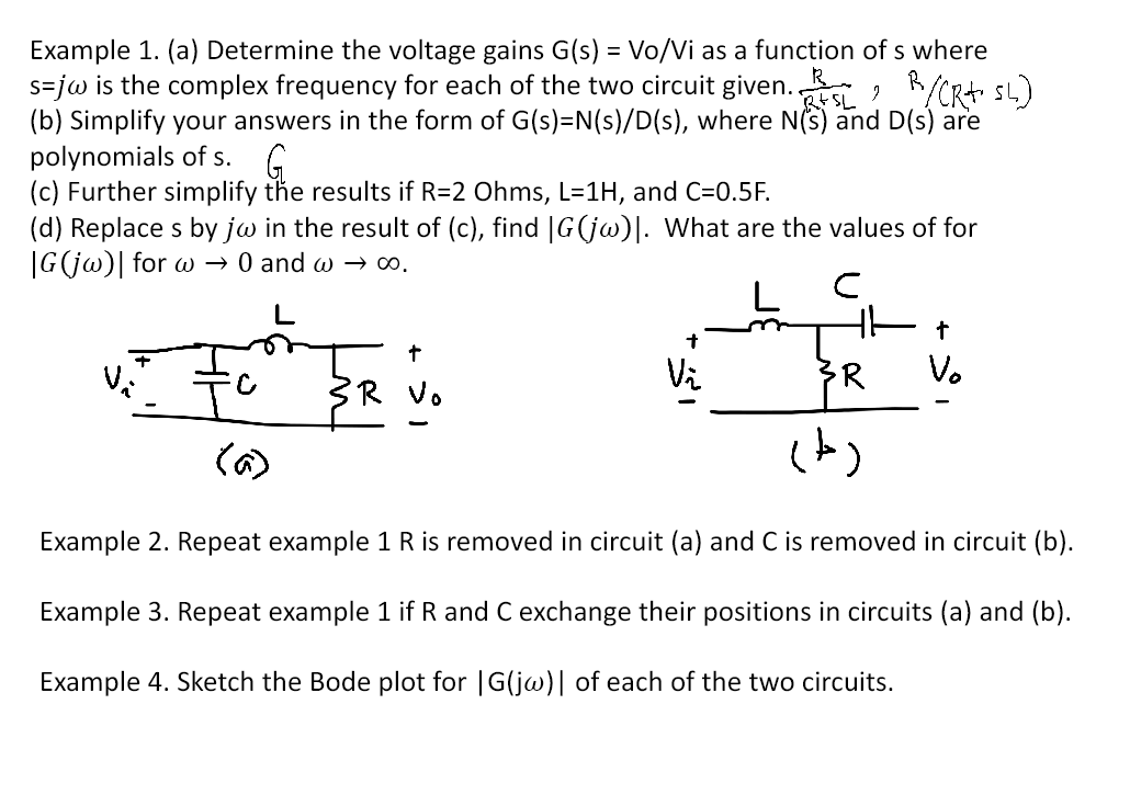 Solved Example 1. (a) ﻿Determine the voltage gains | Chegg.com