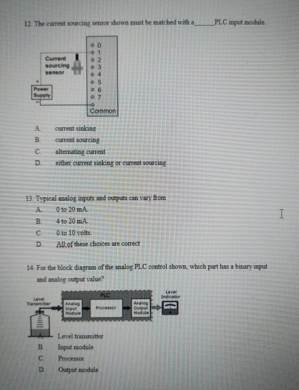 Solved 12. The current sourcing sensor shown must be matched | Chegg.com
