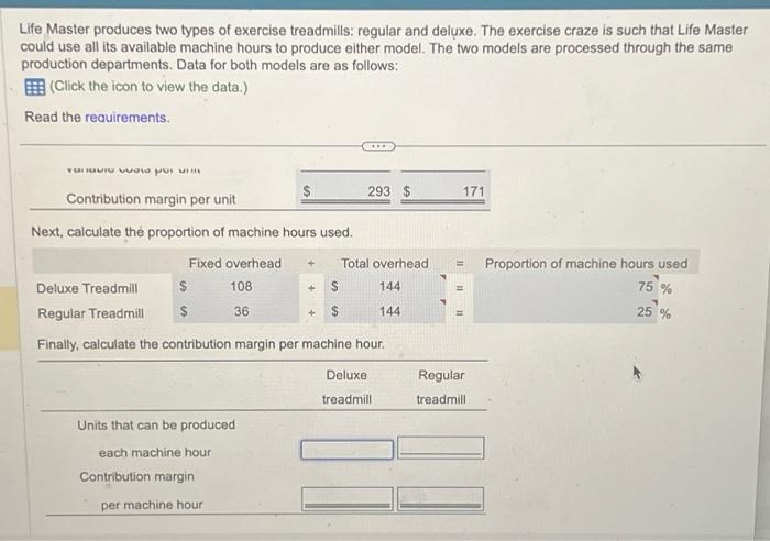Solved Life Master produces two types of exercise | Chegg.com