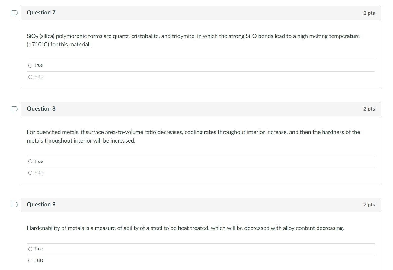 Solved Question 7 2 pts SiO2 (silica) polymorphic forms are | Chegg.com