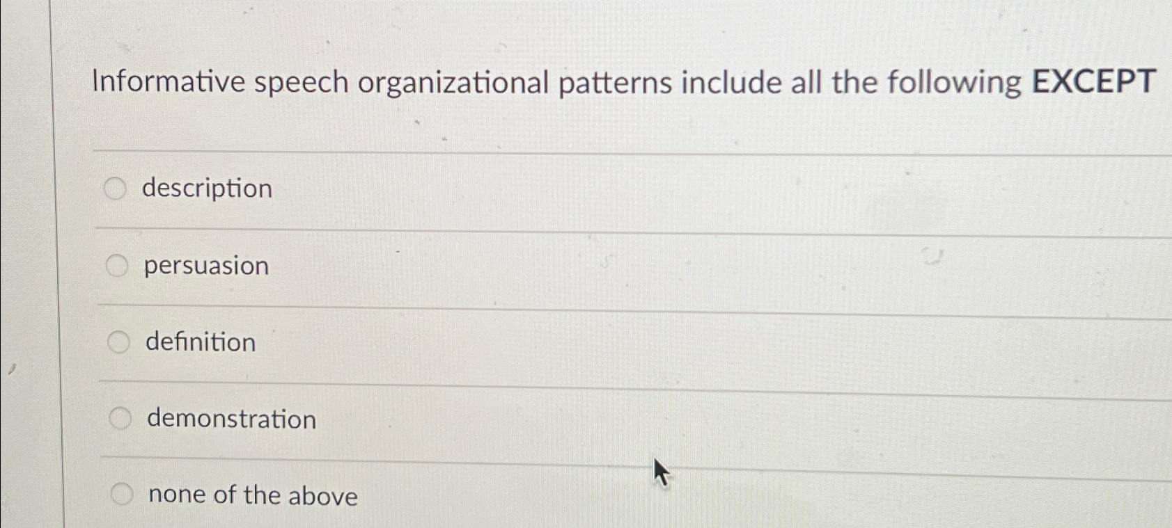 Solved Informative speech organizational patterns include | Chegg.com