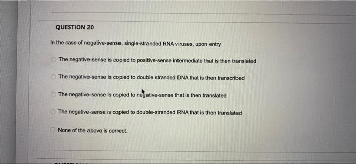 Solved QUESTION 20 In the case of negative-sense, | Chegg.com