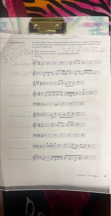 this is music theory .. which ones are real or tonal | Chegg.com