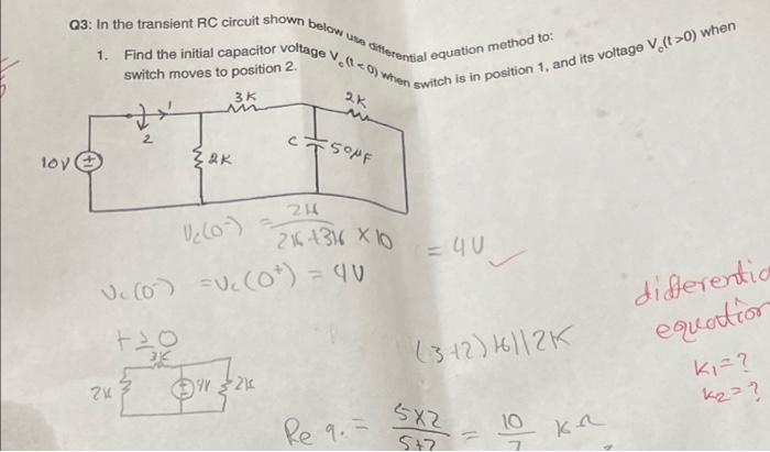 Solved 03: In the transient RC circuit shown below unan 1. | Chegg.com