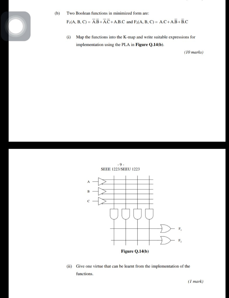 Solved (b) Two Boolean functions in minimized form are: | Chegg.com