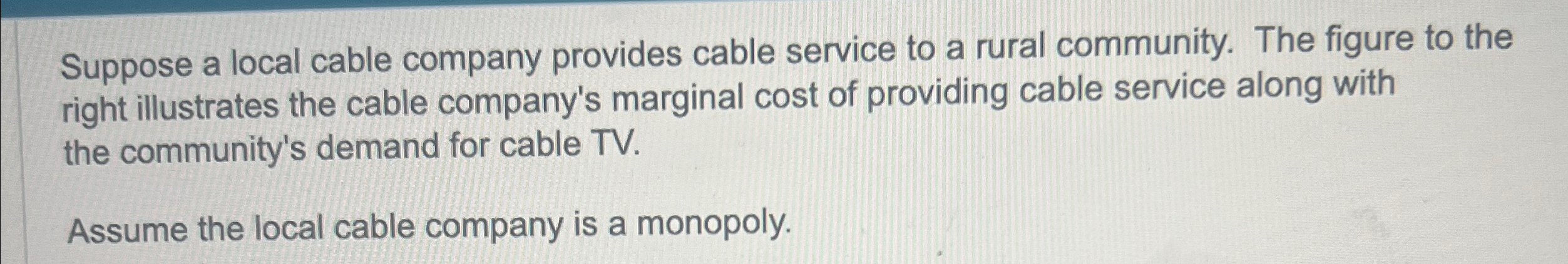 Solved Suppose a local cable company provides cable service | Chegg.com