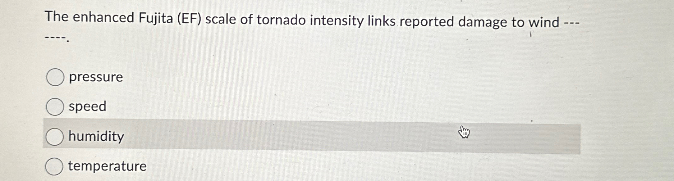 Solved The enhanced Fujita (EF) ﻿scale of tornado intensity | Chegg.com