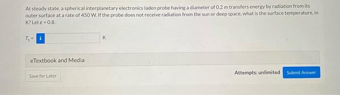 Solved At steady state, a spherical interplanetary | Chegg.com