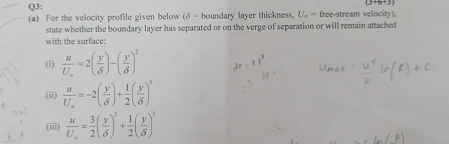 Solved Q3:(a) ﻿For the velocity profile given below ( δ= | Chegg.com