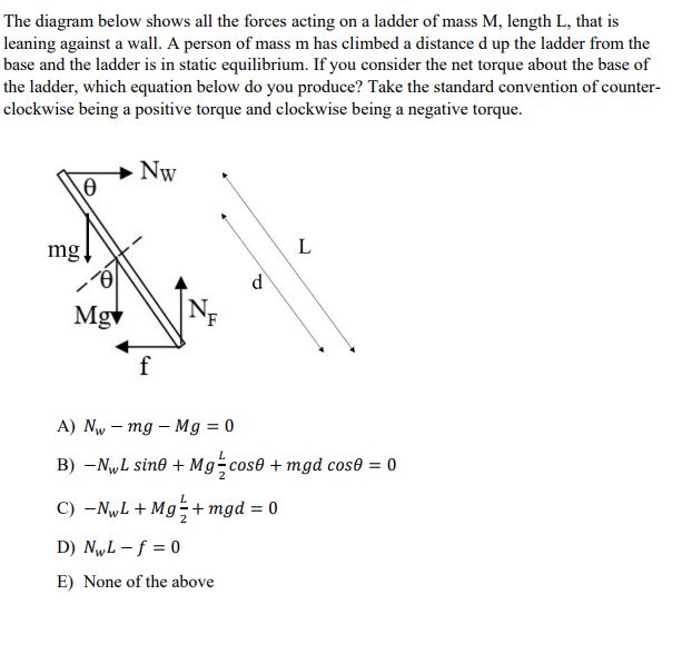 Solved The diagram below shows all the forces acting on a | Chegg.com