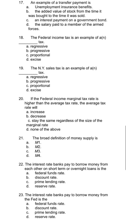 Solved An example of a transfer payment is Unemployment | Chegg.com