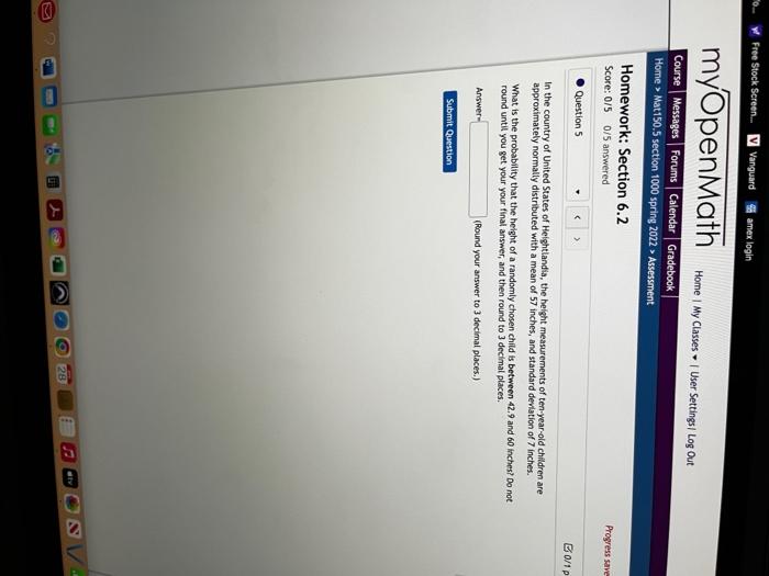 Solved Free Stock Screen.... Vanguard amex login myOpenMath | Chegg.com