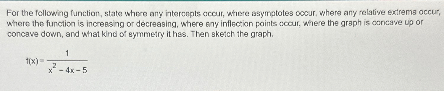 Solved For the following function, state where any | Chegg.com