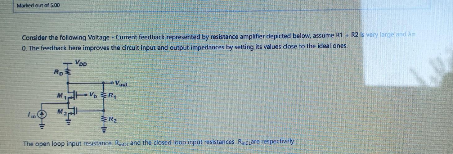 Solved Consider the following Voltage - Current feedback | Chegg.com