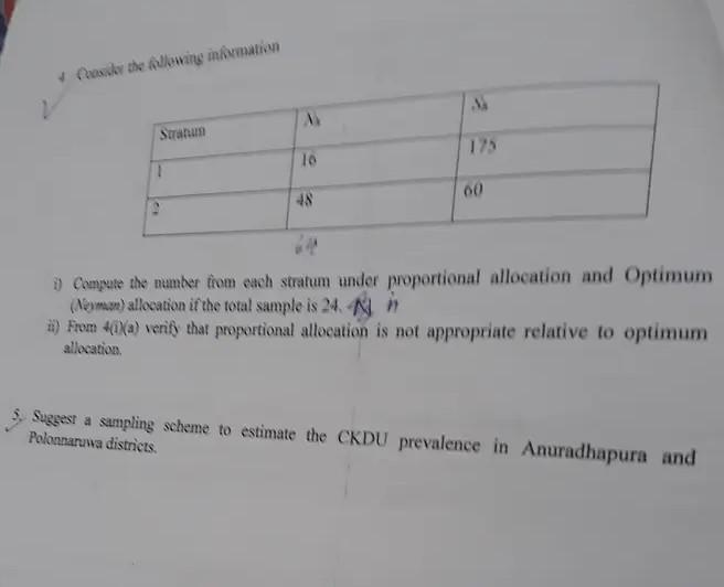 Solved i) Compute the number from each stratum under | Chegg.com