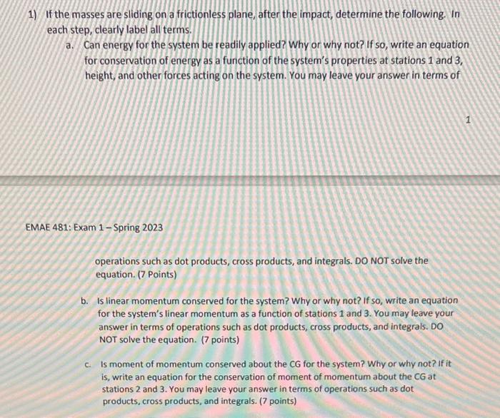Solved Consider the following scenario in which two masses | Chegg.com