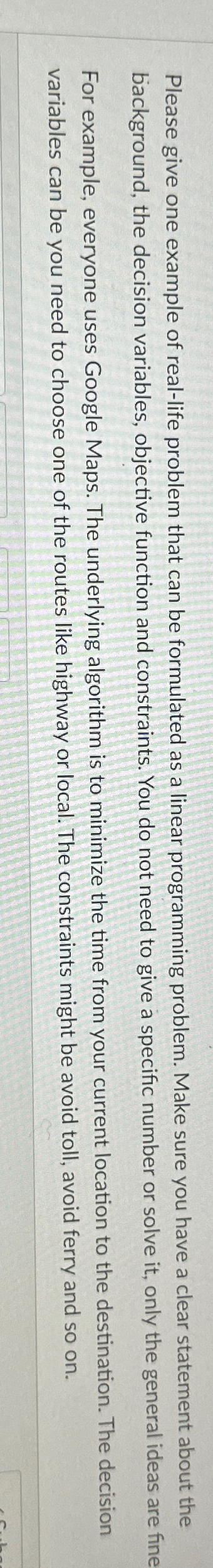 Solved Please give one example of real-life problem that can | Chegg.com