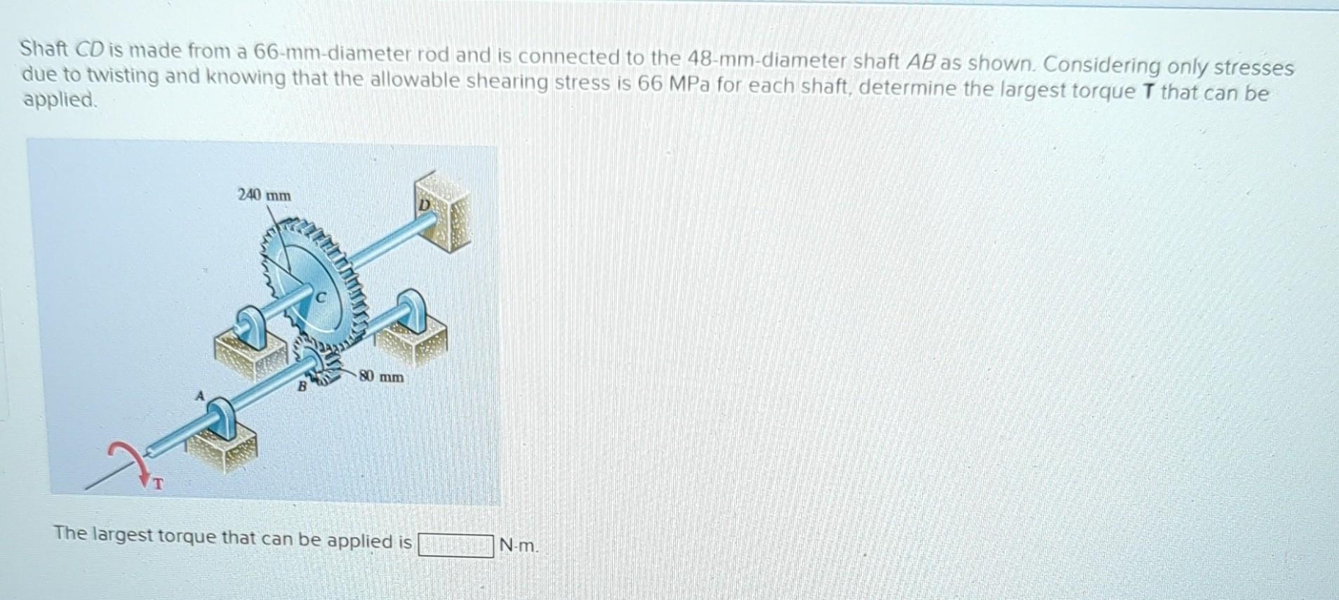 Solved Shaft CD is made from a 66 -mm-diameter rod and is | Chegg.com