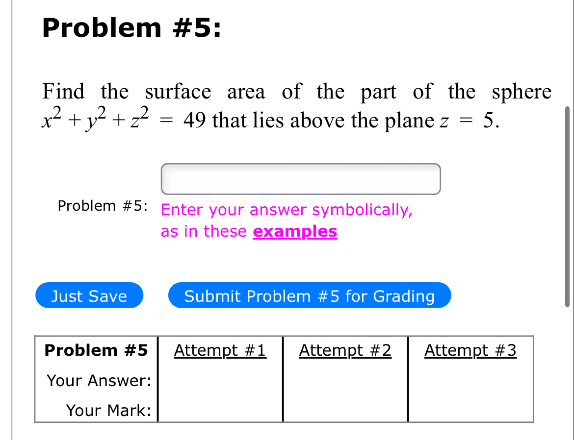 Solved Problem #5:Find the surface area of the part of the | Chegg.com